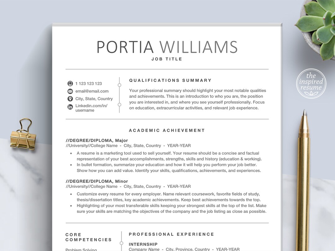 Student Resume, College Resume Template, High School Resume, Academic ...