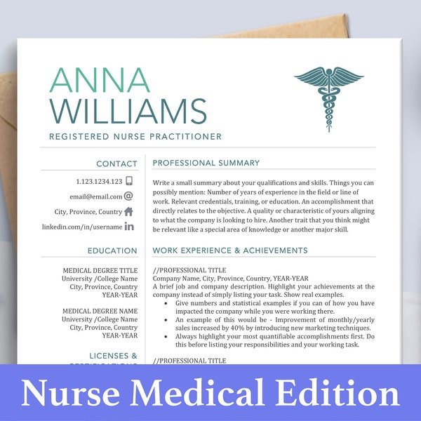 Nurse Medical Resume - Etsy