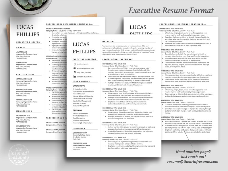 Executive Resume, CV Template, Professional Resume, Resume Template ...