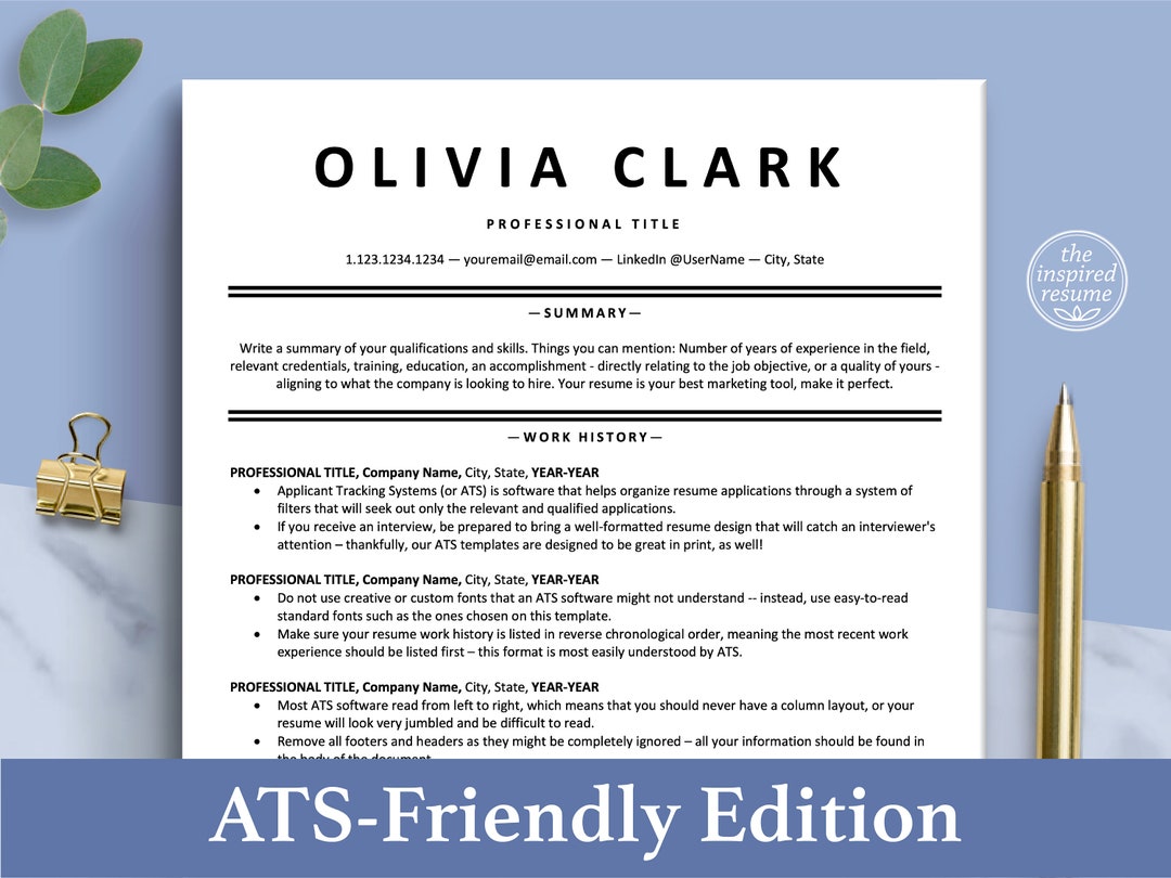 ATS Friendly Resume Google Docs, Word, Pages | ATS Compatible Resume ...