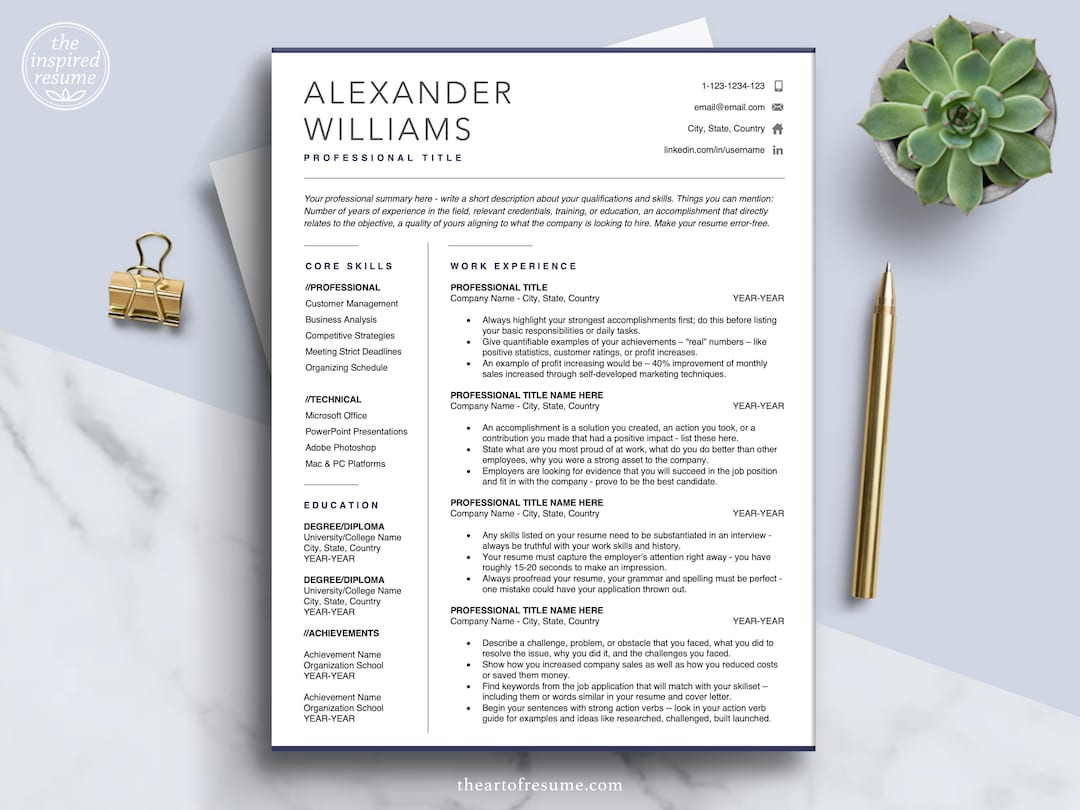 Executive Director Resume Template for Word & Mac Pages | CV Template ...