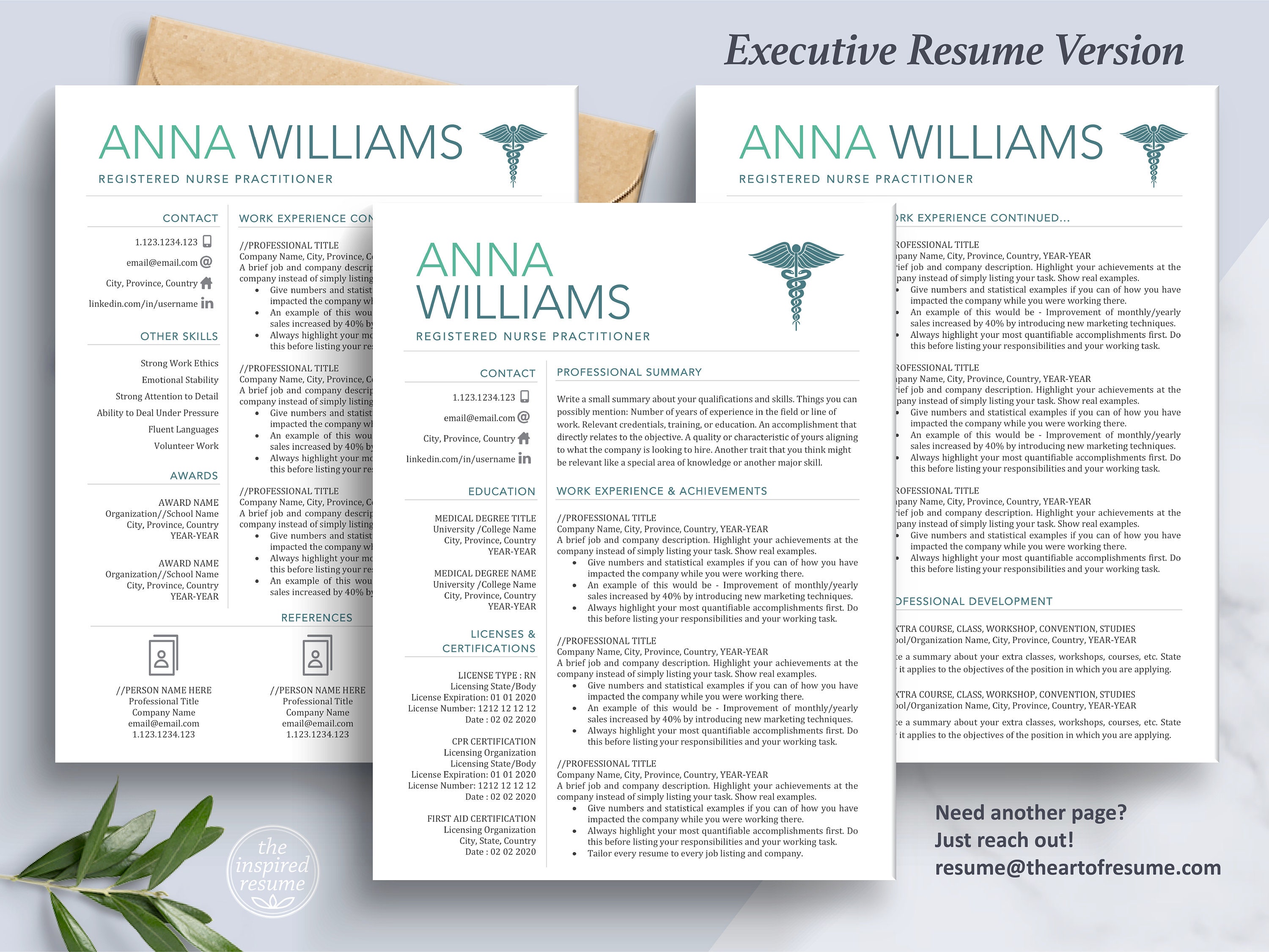 Medical Resume Template, Nurse Resume Template, RN Resume, Healthcare ...