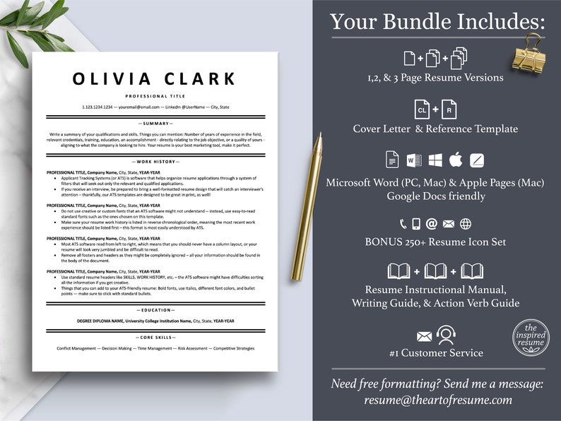 ATS Friendly Resume Google Docs, Word, Pages | ATS Compatible Resume ...