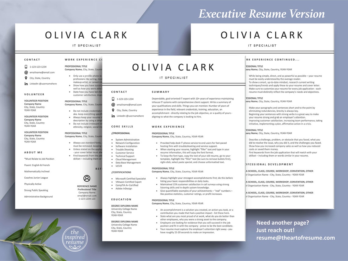 Minimalist Resume Template Word & Mac Pages Professional Resume Instant ...