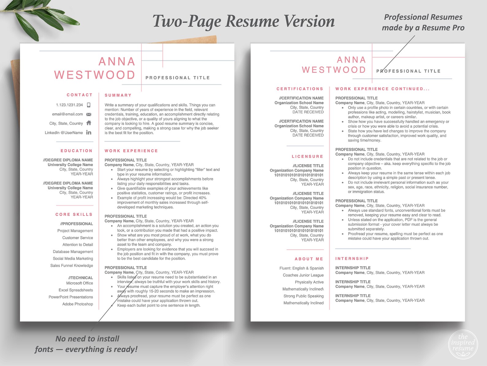 Creative Resume Template, Resumes, Modern CV Design, Marketing Resume ...