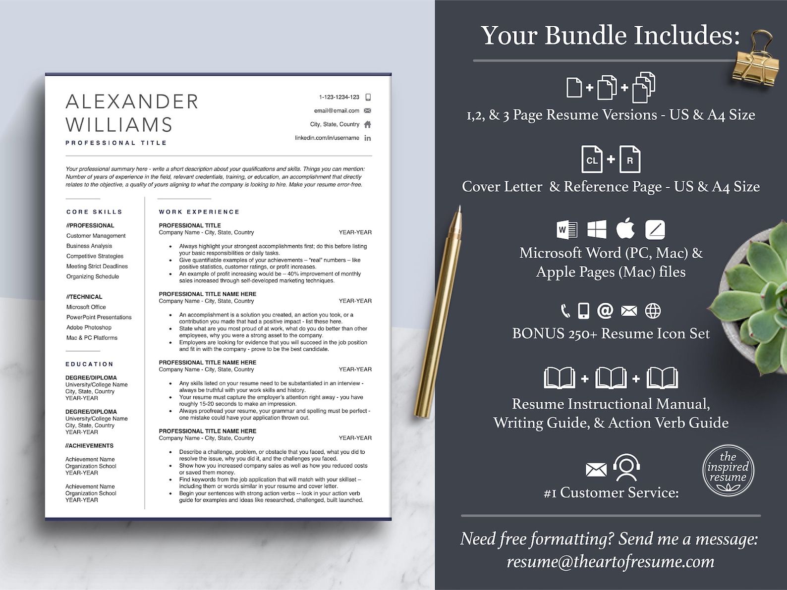 Executive Director Resume Template for Word & Mac Pages | CV Template ...