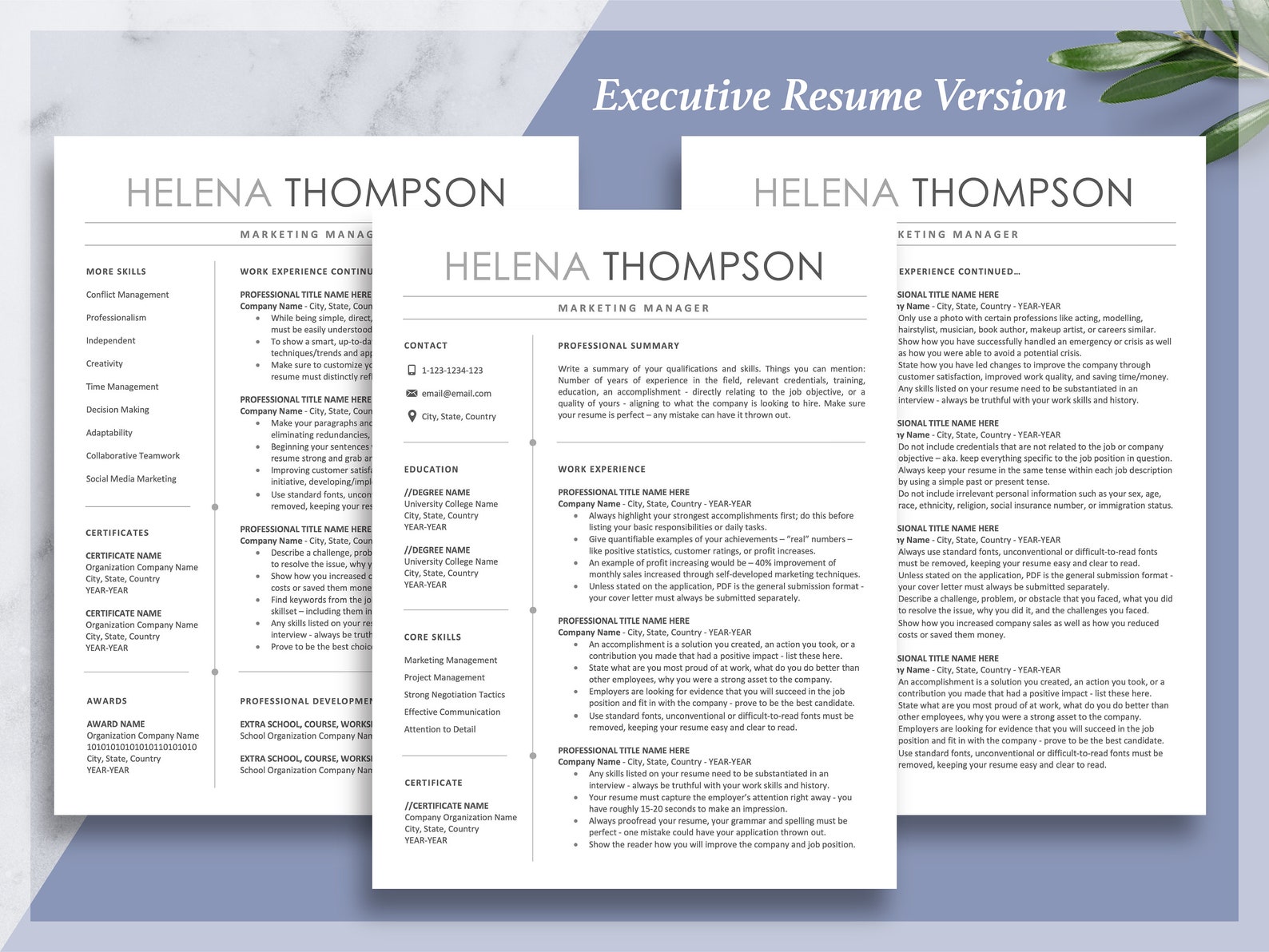 Modern Resume Template Bundle for Word & Mac Pages - Etsy