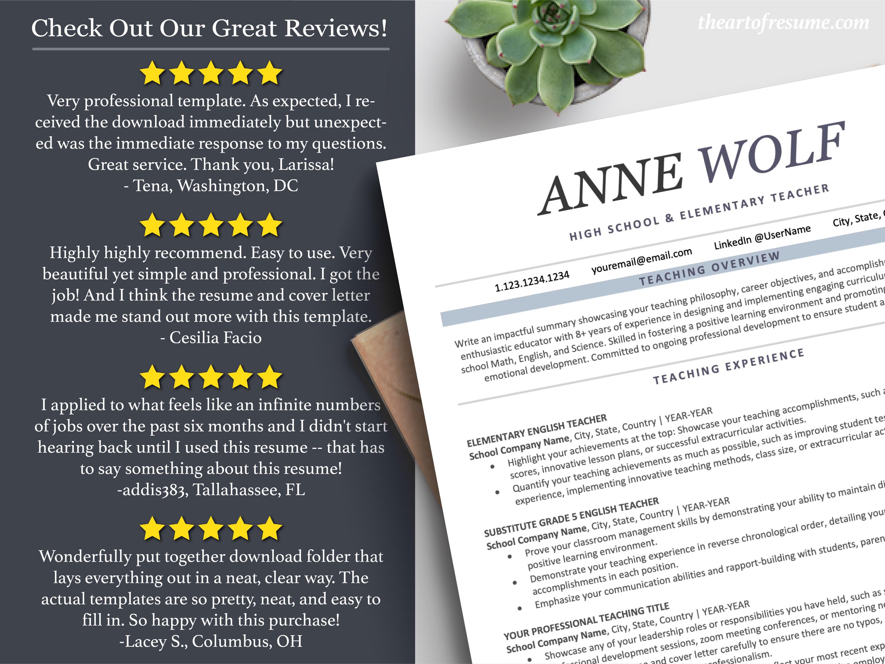 ATS Teacher Resume Template Google Docs, Word, Pages | ATS Friendly ...