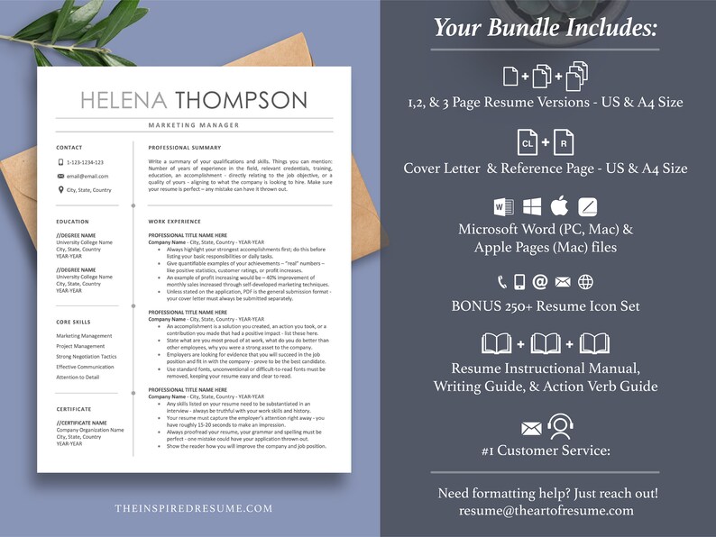 Modern Resume Template Bundle for Word & Mac Pages - Etsy