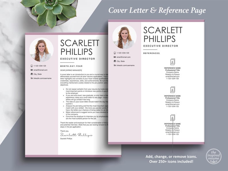 Resume Template With Photo Insert | 1 2 3 Page Resume Cover Letter ...