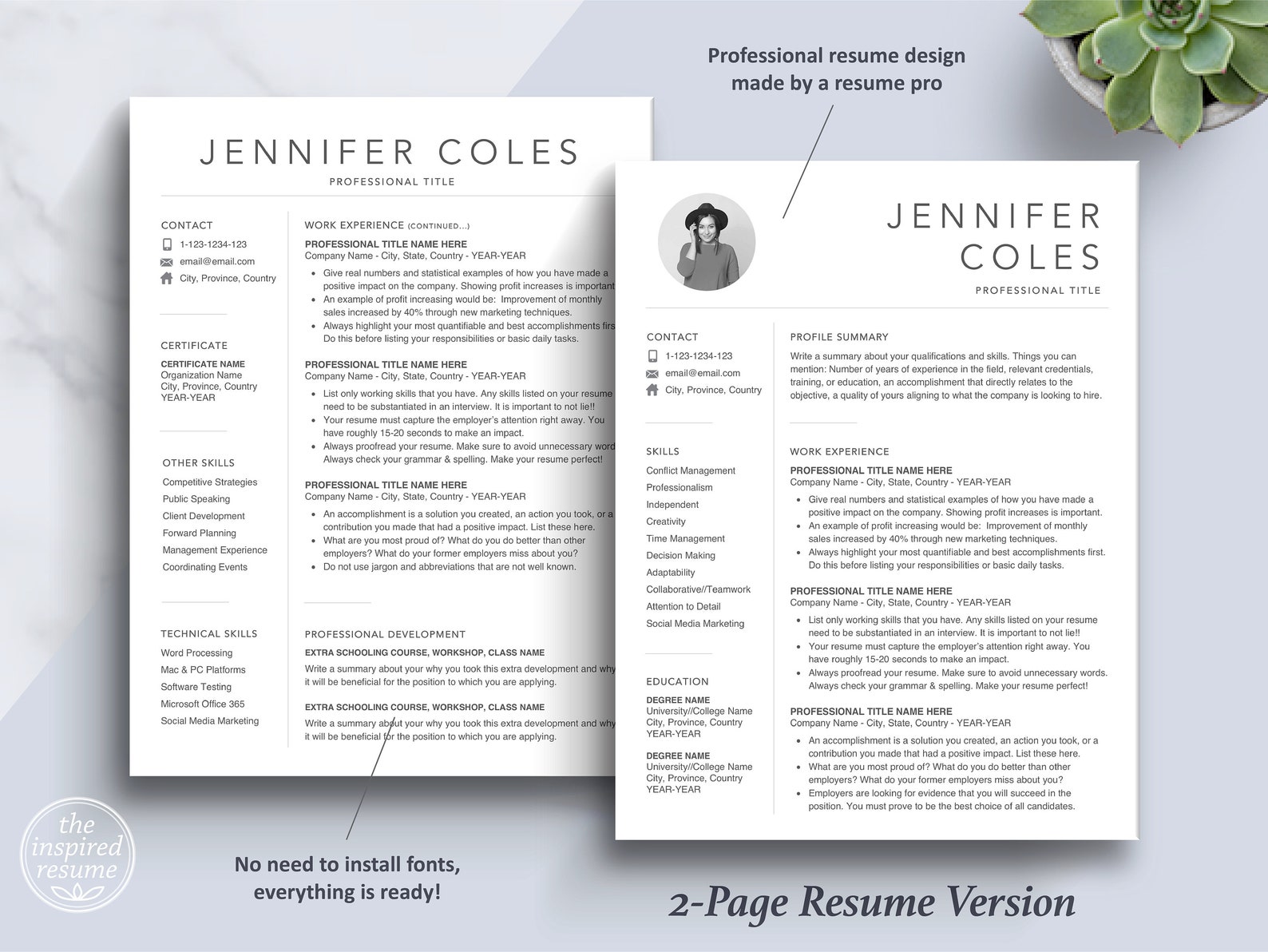 Resume Template Photo, Resume CV, Resume With Picture, CV Template ...