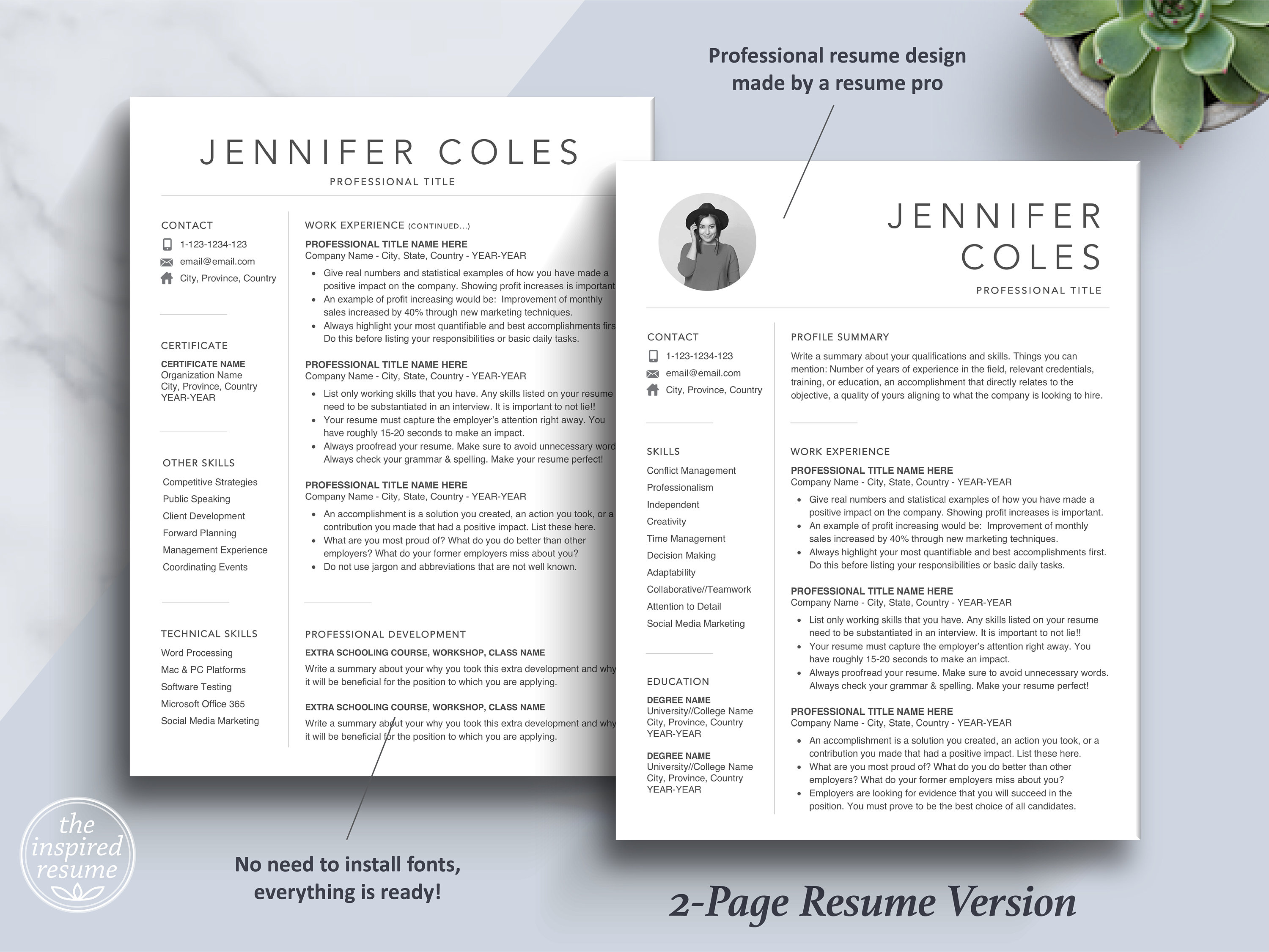 Resume Template Photo, Resume CV, Resume With Picture, CV Template ...
