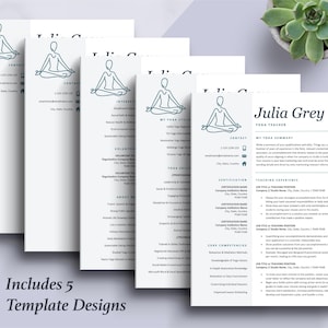 Yoga Resume Template, Yoga Teacher, Yoga Instructor Resume Design, Yoga ...