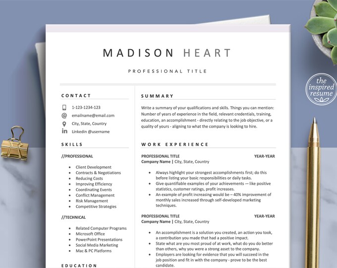 Modern Resume Template Bundle for Word & Mac Pages | Professional ...