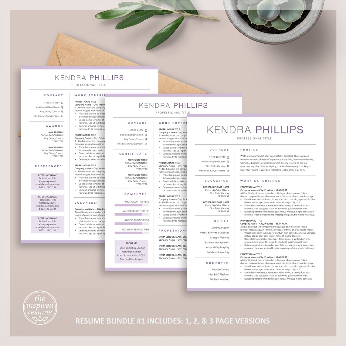 Professional Resume Bundle X3 Executive CV Resumes Modern - Etsy