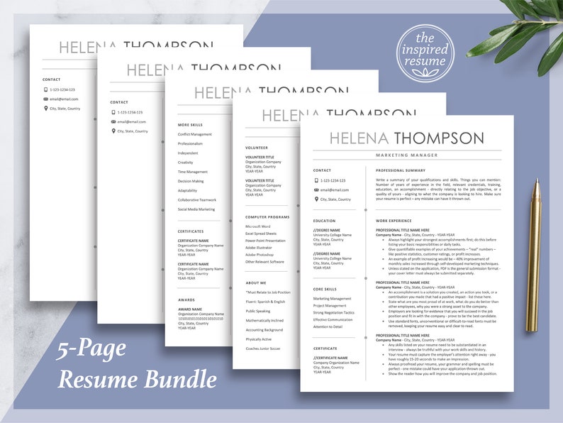 Modern Resume Template Bundle for Word & Mac Pages - Etsy