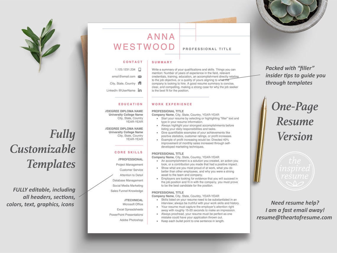 Creative Resume Template, Resumes, Modern CV Design, Marketing Resume ...