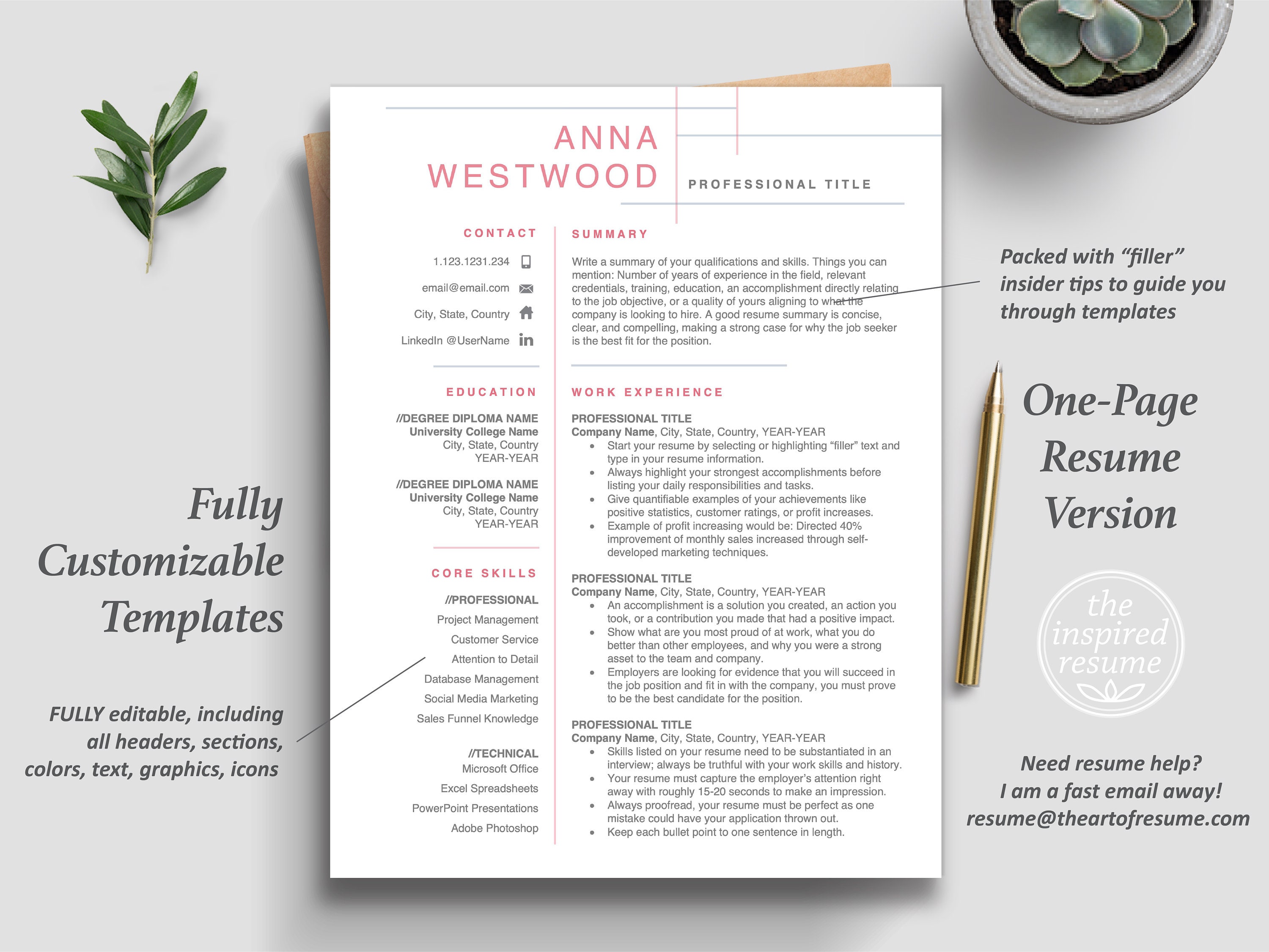 Creative Resume Template, Resumes, Modern CV Design, Marketing Resume ...