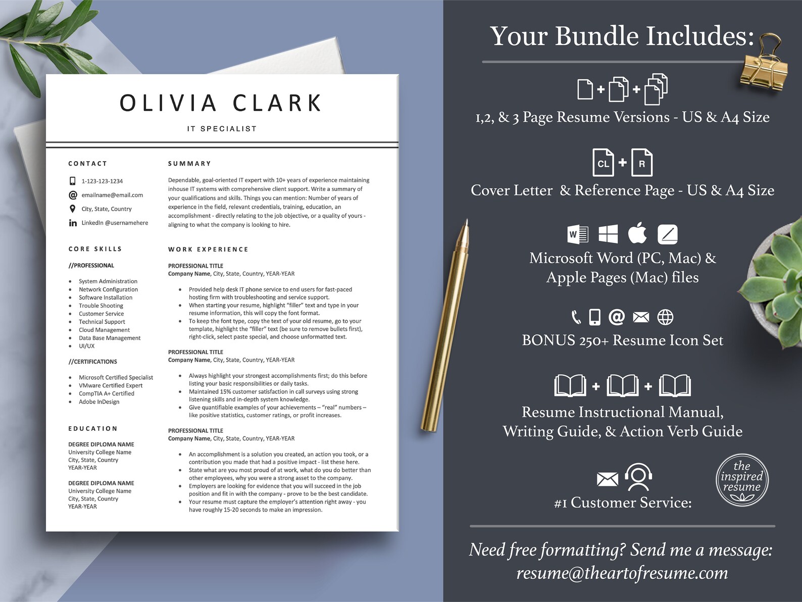 Clean Resume Template , Simple Resume Template, Modern Resume, CV ...