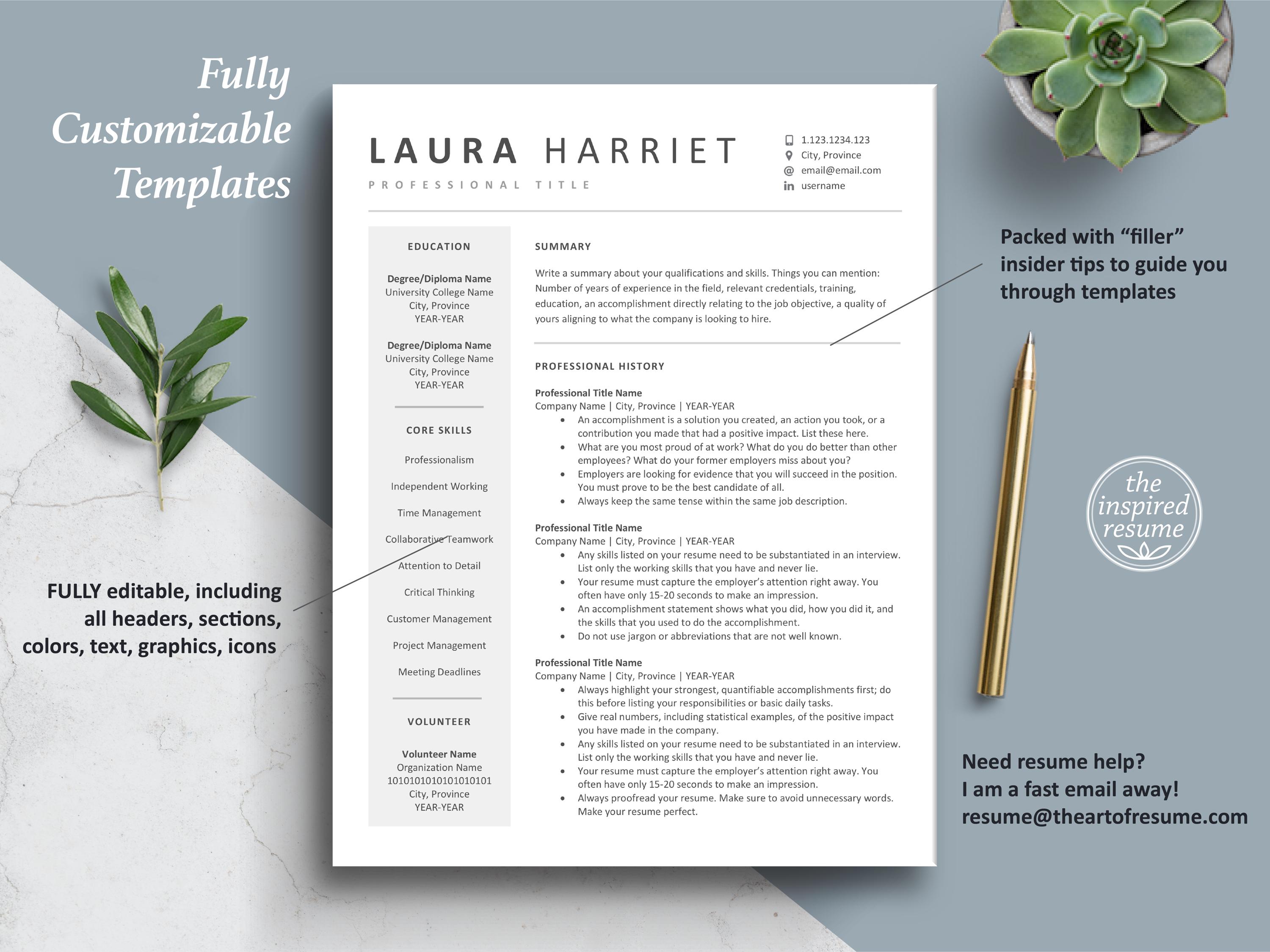 Resume Template Google Docs, MS Word, Mac Pages | Editable Professional ...