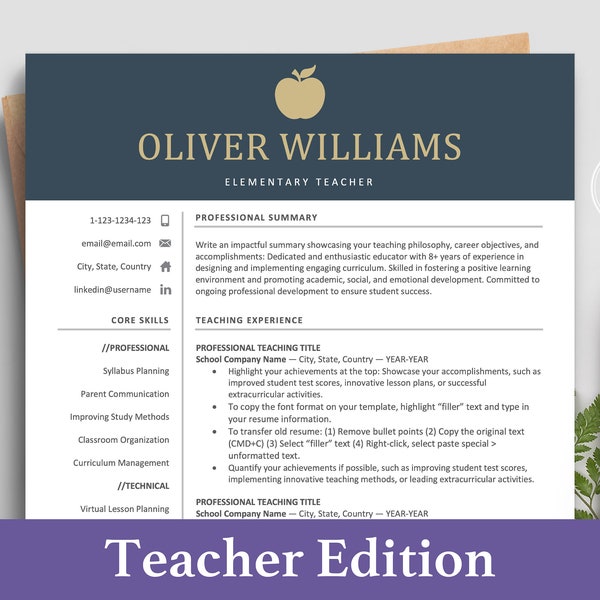 Teaching Resume Template Photo, Teacher Resume Design Picture, Educator ...