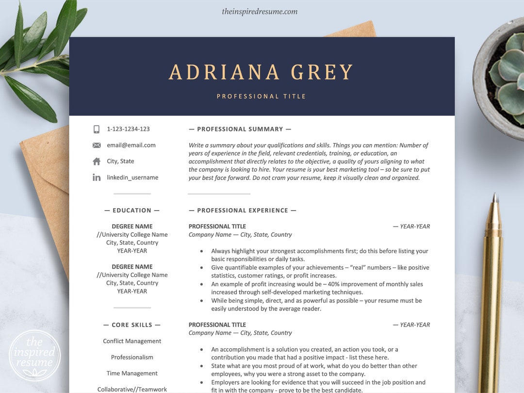 Professional Resume Template for MS Word & Mac Pages Modern - Etsy Canada