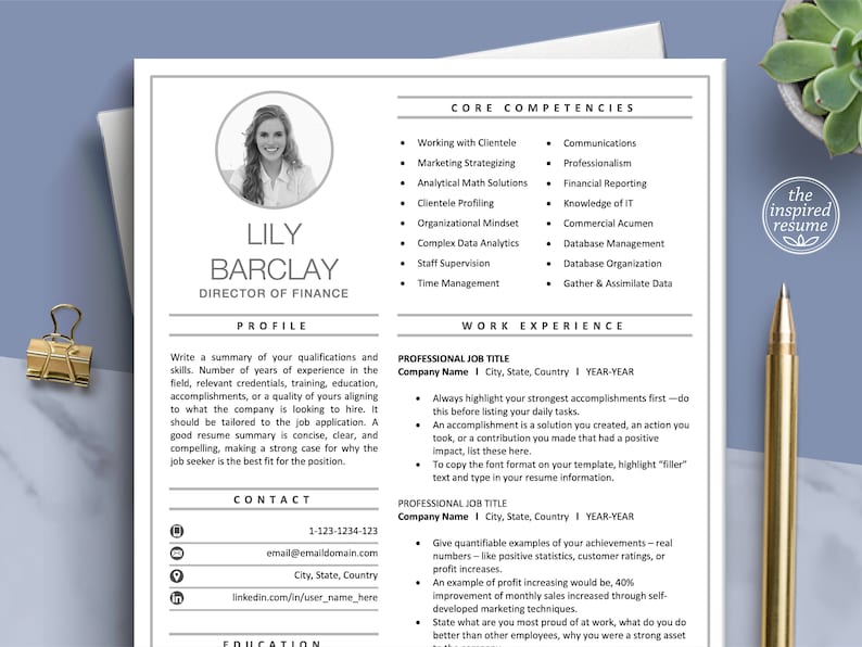 Resume Template Photo, Resume Template Picture, CV Template, Resume ...