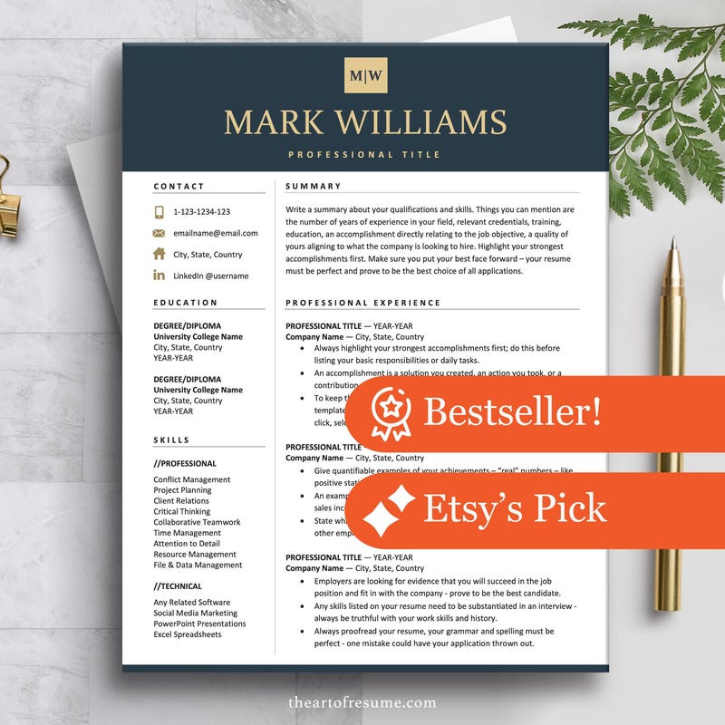 Word Resume Template Free - Etsy