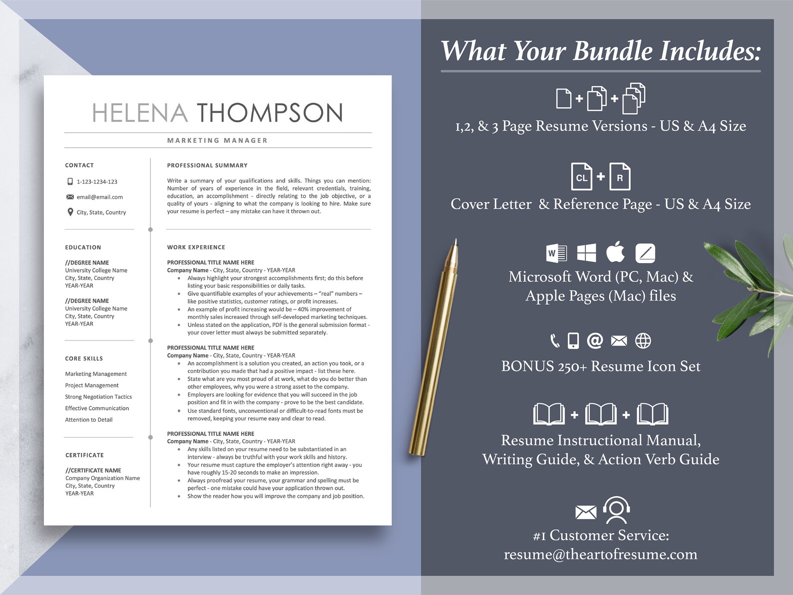 Modern Resume Template Bundle for Word & Mac Pages - Etsy