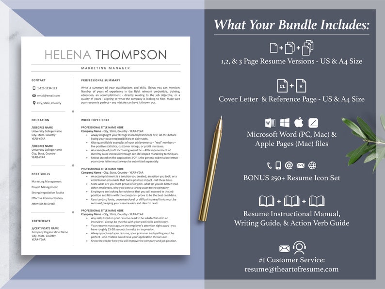 Modern Resume Template Bundle for Word & Mac Pages - Etsy