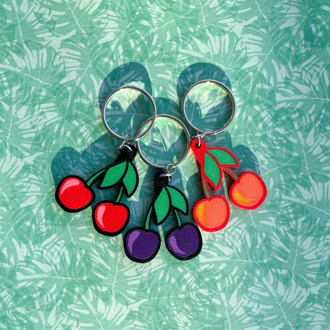 3D Printed Cherry Keychain - Etsy