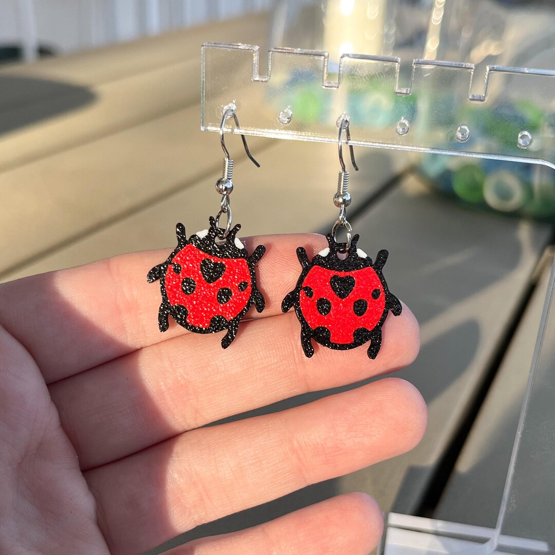3D Printed Ladybug Earrings - Etsy