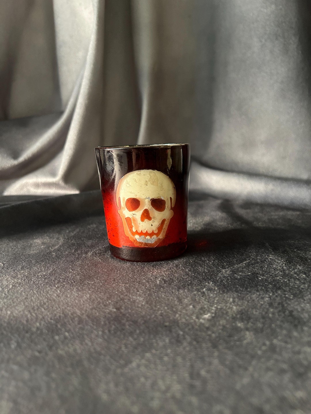 Red Mercury Glass Skull Candle: Spooky Bonfire Scent, Soy Wax - Etsy