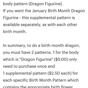 October Birth Month Dragon Supplemental - Pattern Only - Etsy
