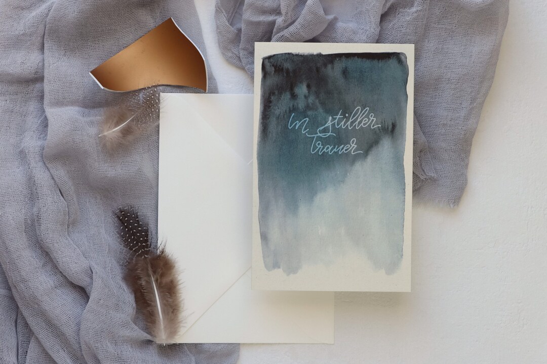 Mourning Folding Card "in Silent Mourning" - Blue - Etsy