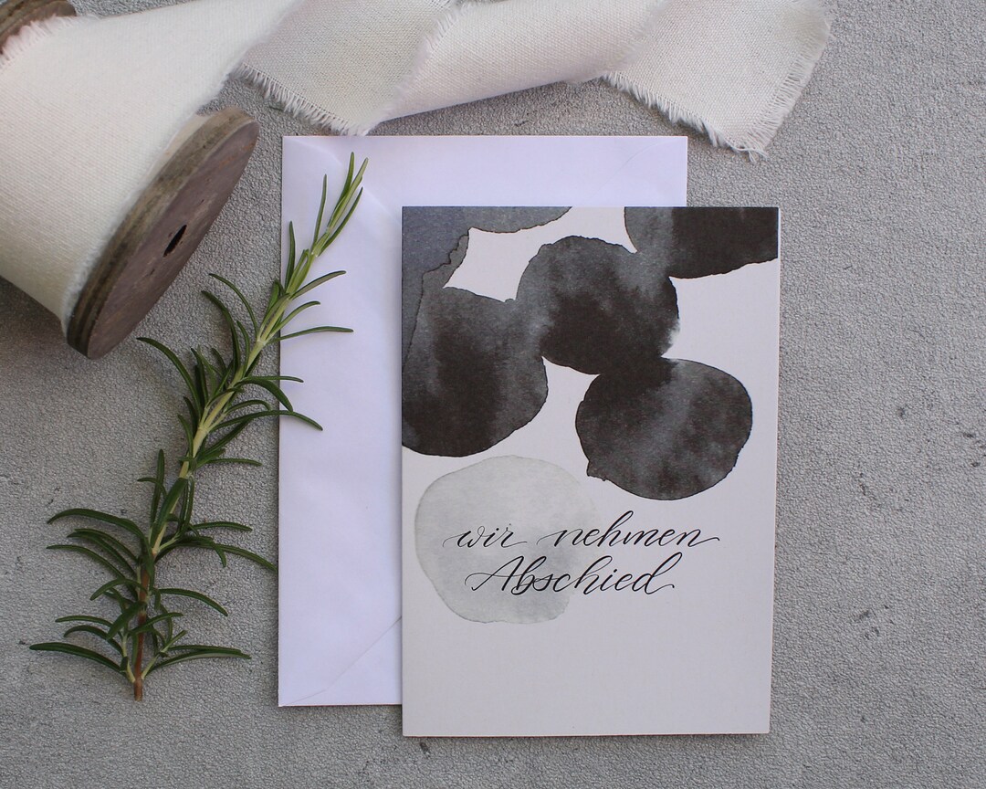 Condolence Card "we Say Goodbye" - Watercolor - Black Circles - Etsy