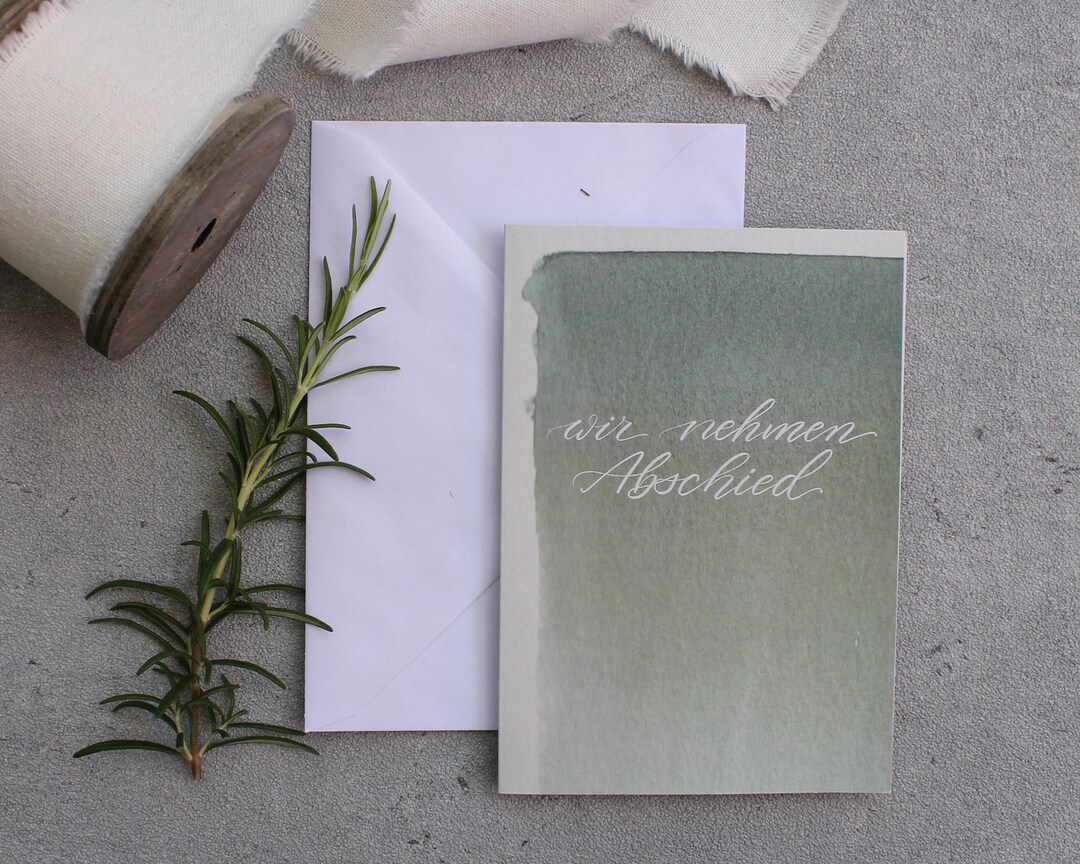 Mourning Card Folding Card "we Say Goodbye" - Dark Green - Etsy