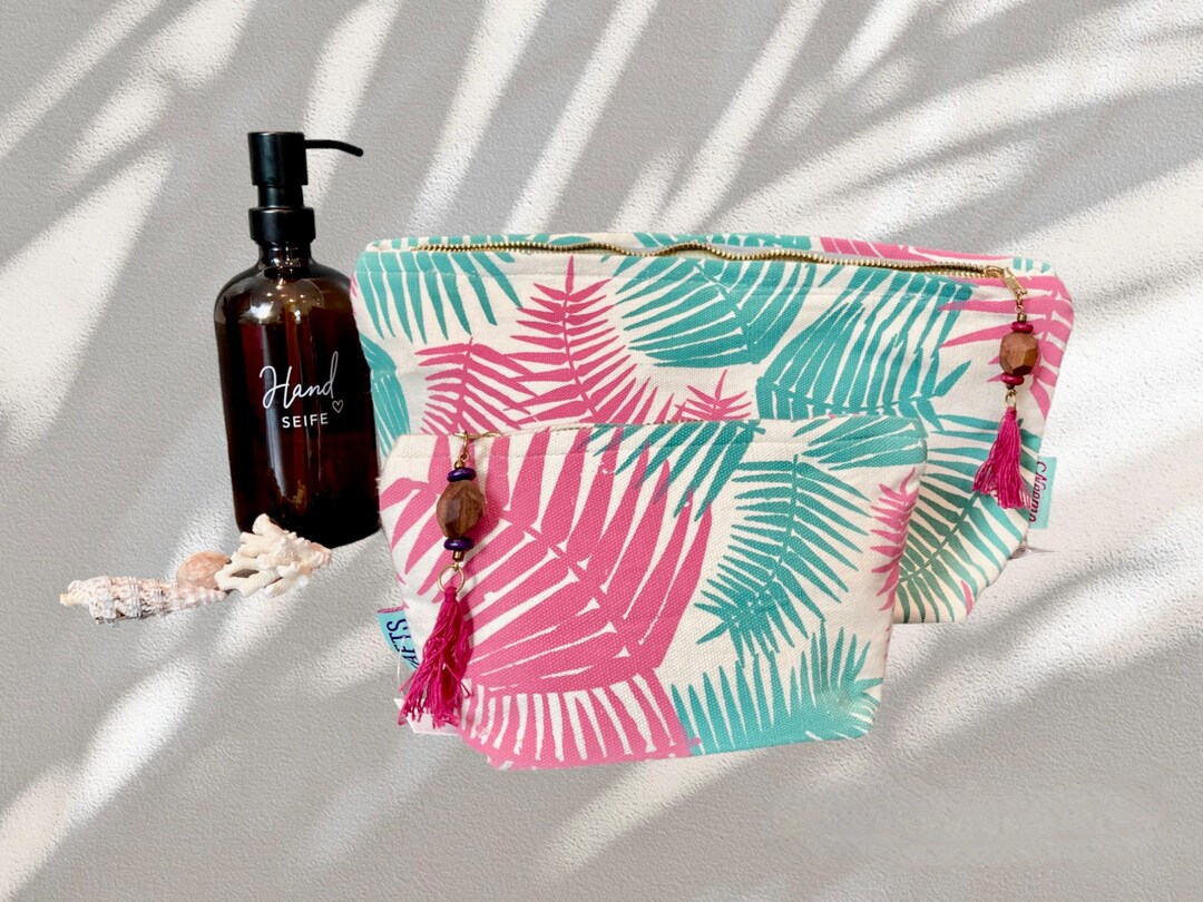 Tropical Toiletry Bag in Palm Print Design/ Make-up Bag/ Wash Bag ...