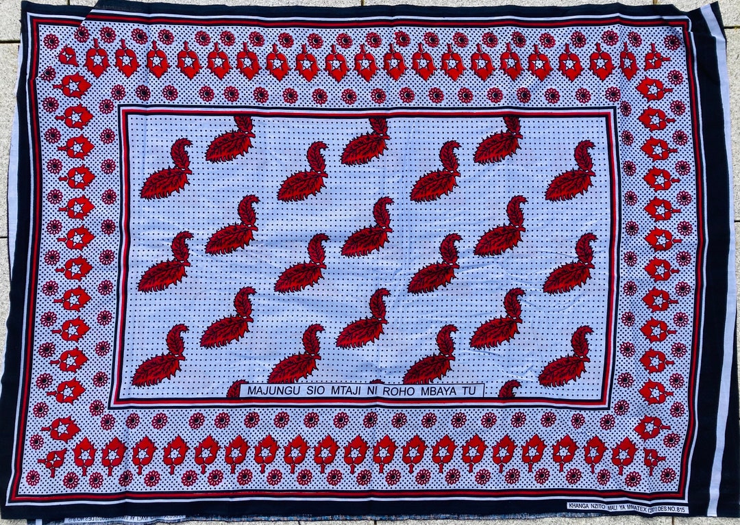 Tanzania Khanga, African Fabric: thistle Leaf, Sling, Swahili Saying ...