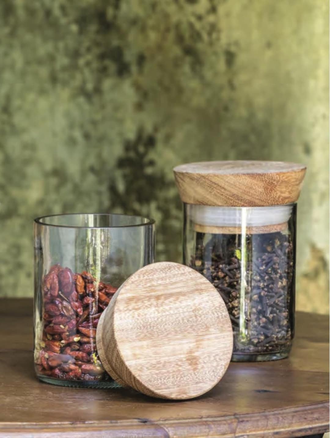 Glass Containers Made From Recycled Glass Storage Jars With Wooden Lids ...