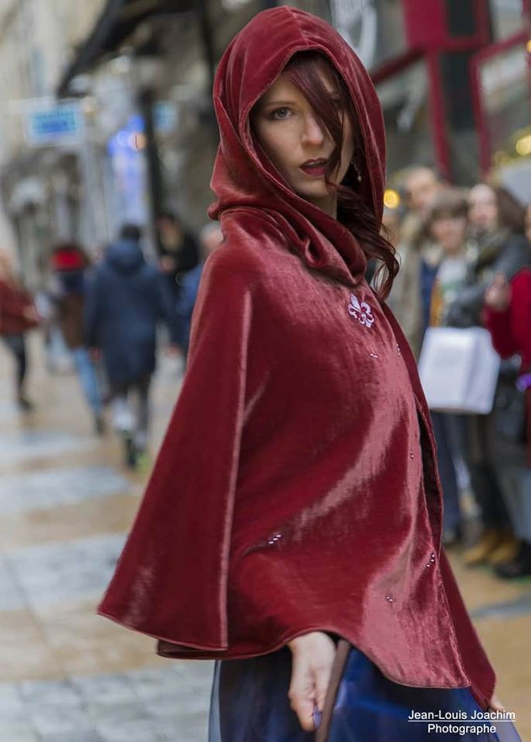 French Silk Velvet Cape Lined in Wool, Brick Red Unique Model for Women ...