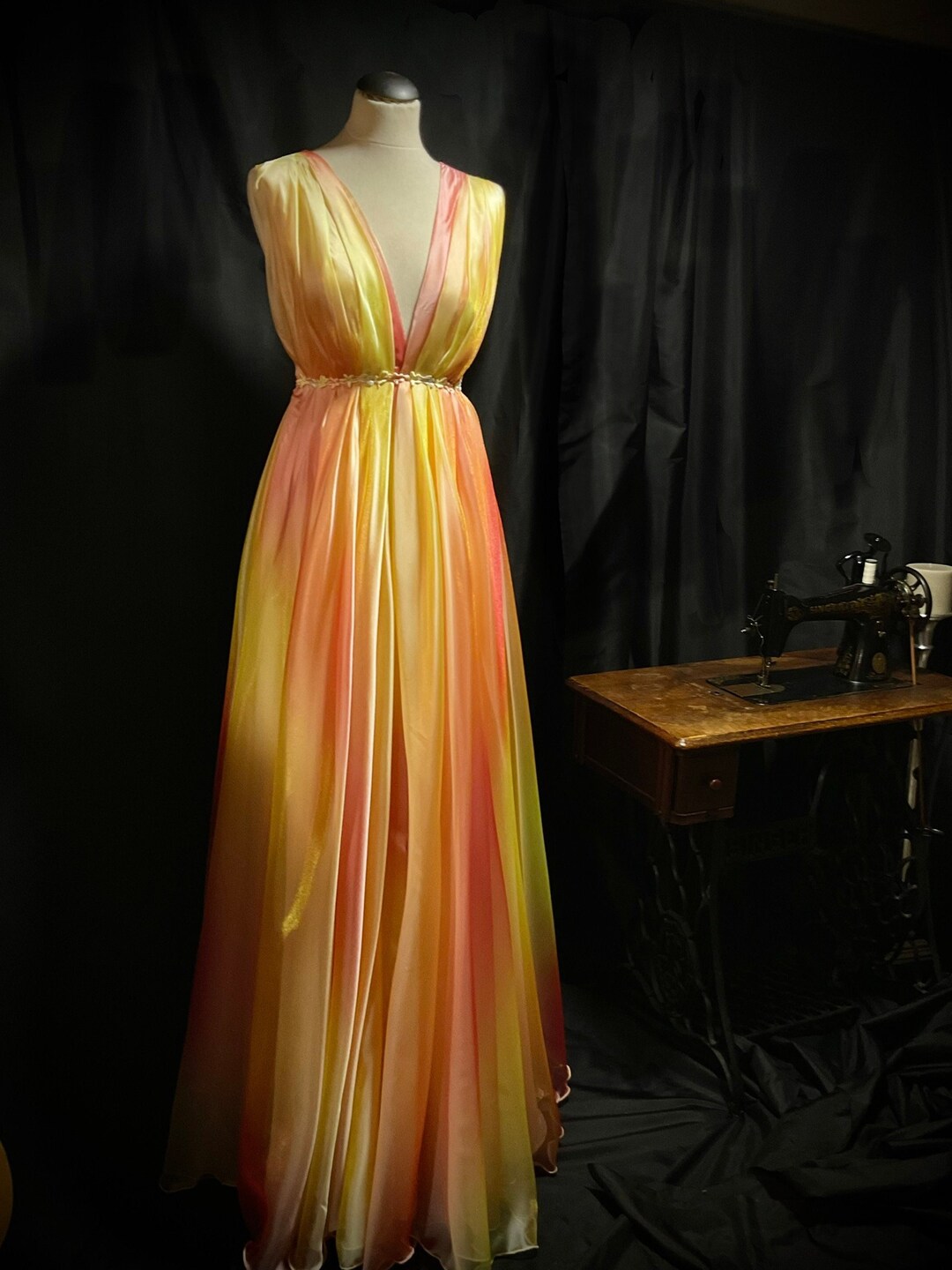 Unique Evening Dress, Draped Organza Dress, Unique Piece Braid Dress ...