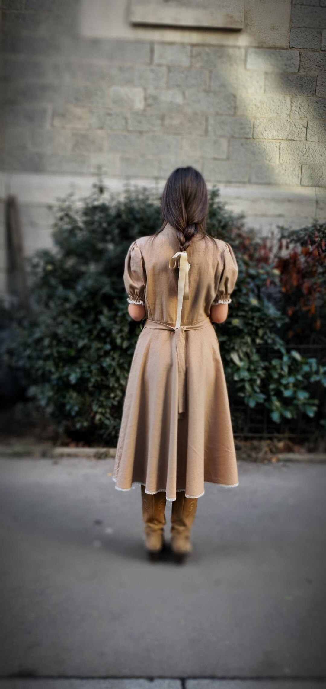 MODEST BEIGE DRESS | Linen Dresses for Women, Linen Clothing, Long ...