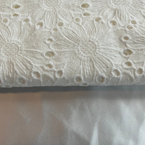 White Embroidered Voile Fabric - Etsy