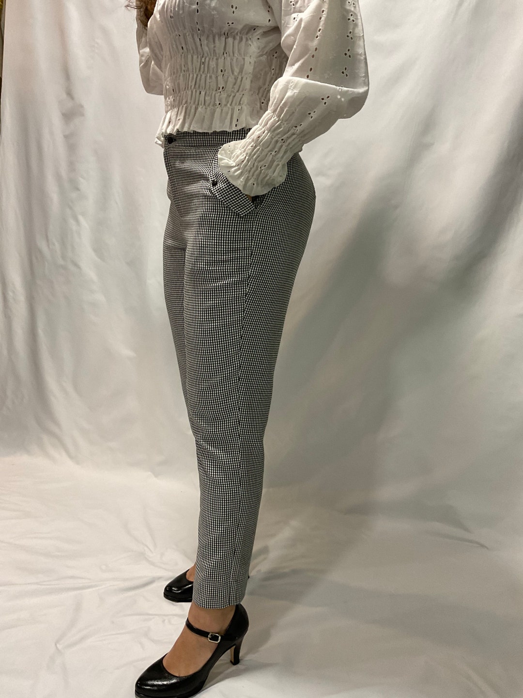 Marilyn Trousers in Hen's Foot Fabric for Women. - Etsy
