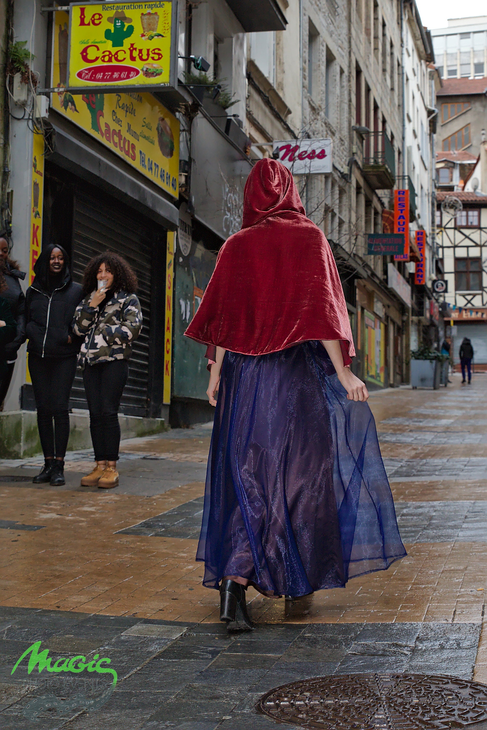 French Silk Velvet Cape Lined in Wool, Brick Red Unique Model for Women ...