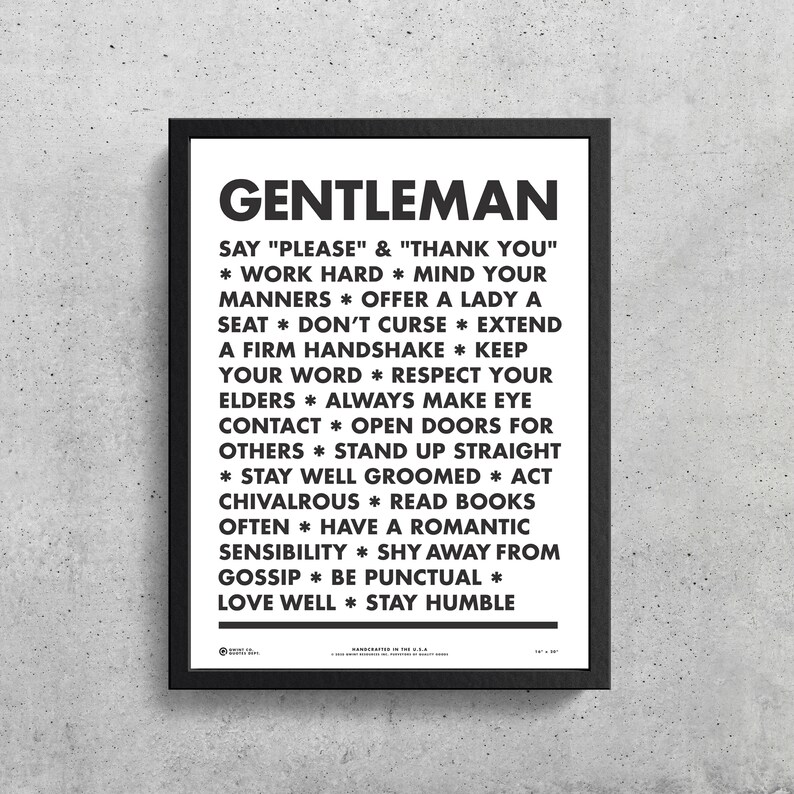 Gentleman Printable B&W | Gentlemen | Mans Essential Manners | Mens ...