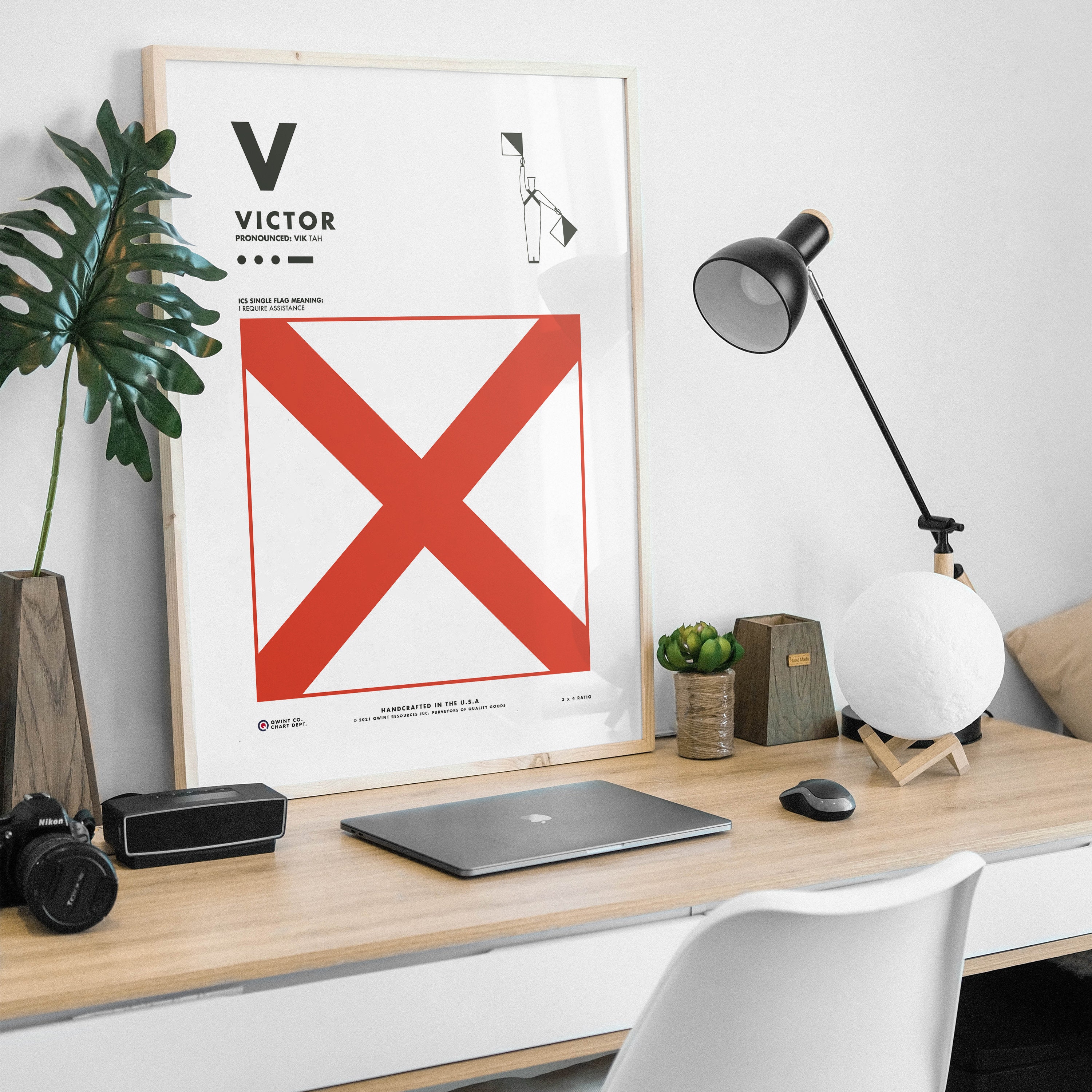 Signal Flag V Wall Art Printable Victor V Phonetic Alphabet Morse Code ...