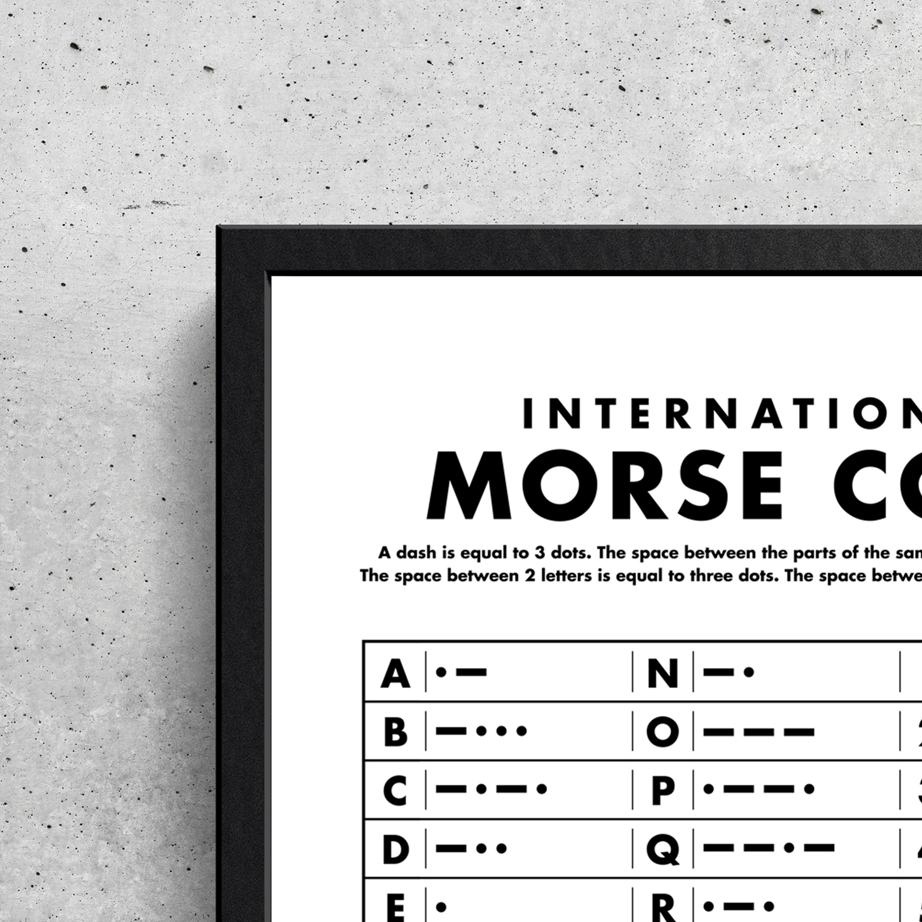 Morse Code Alphabet White Wall Art Printable Morse Code Chart Wes ...