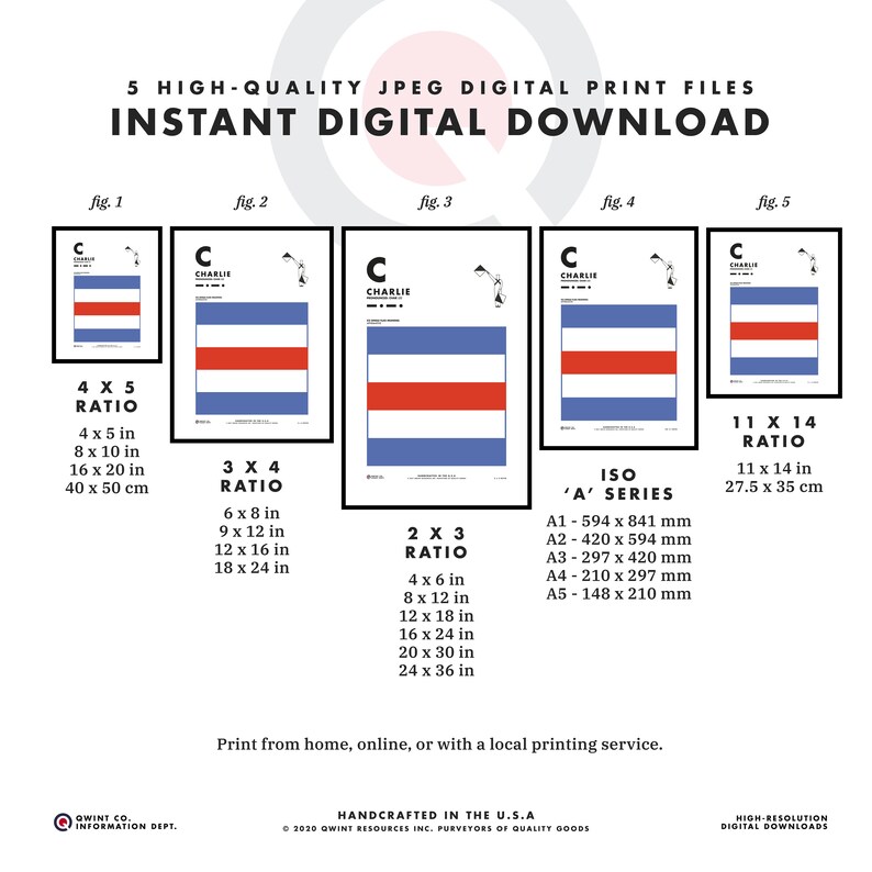Signal Flag C Wall Art Printable | Charlie | C | Phonetic Alphabet ...
